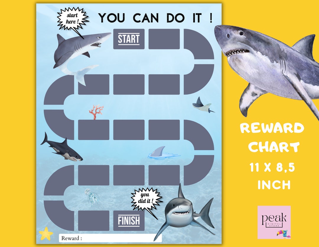 Shark Potty Chart Shark Reward Chart Printable Potty - Etsy Portugal