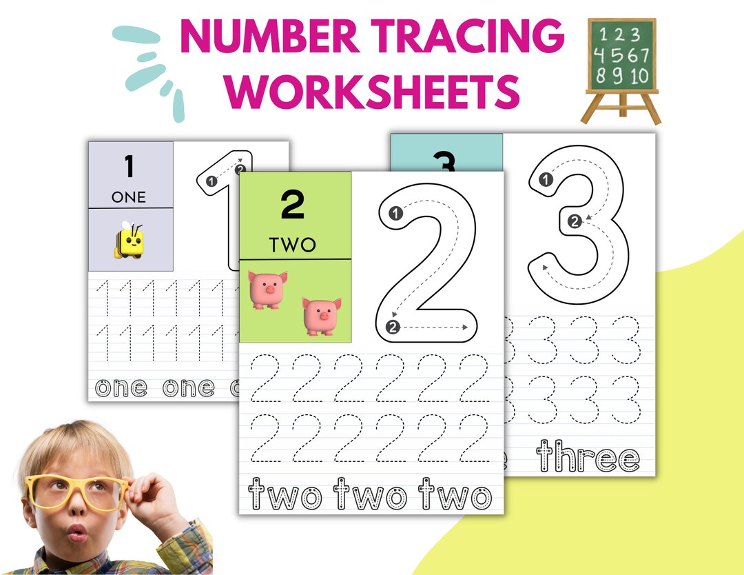 Printable Number Tracing Worksheets 0-9 Counting Practice - Etsy
