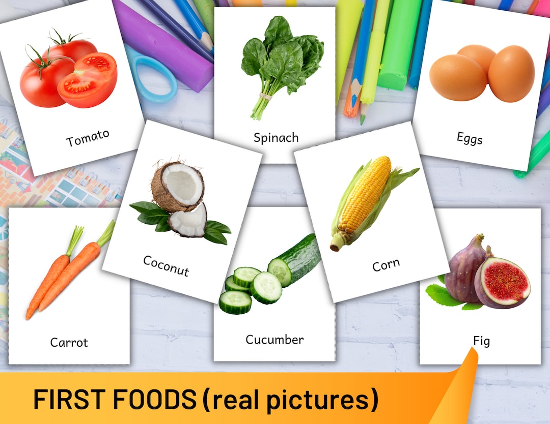 Montessori Inspired First Foods Flash Cards Set of 44 - Etsy