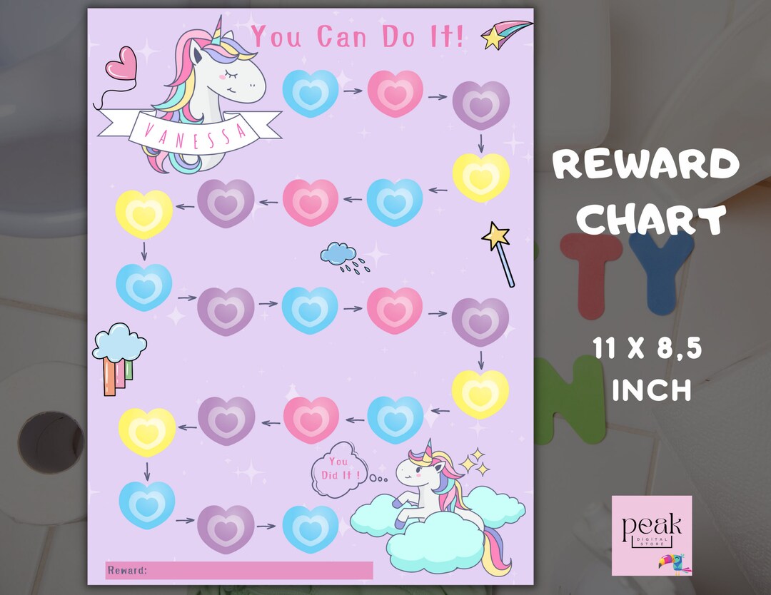 Unicorn Potty Chart Chart Printable Potty Training Prize - Etsy