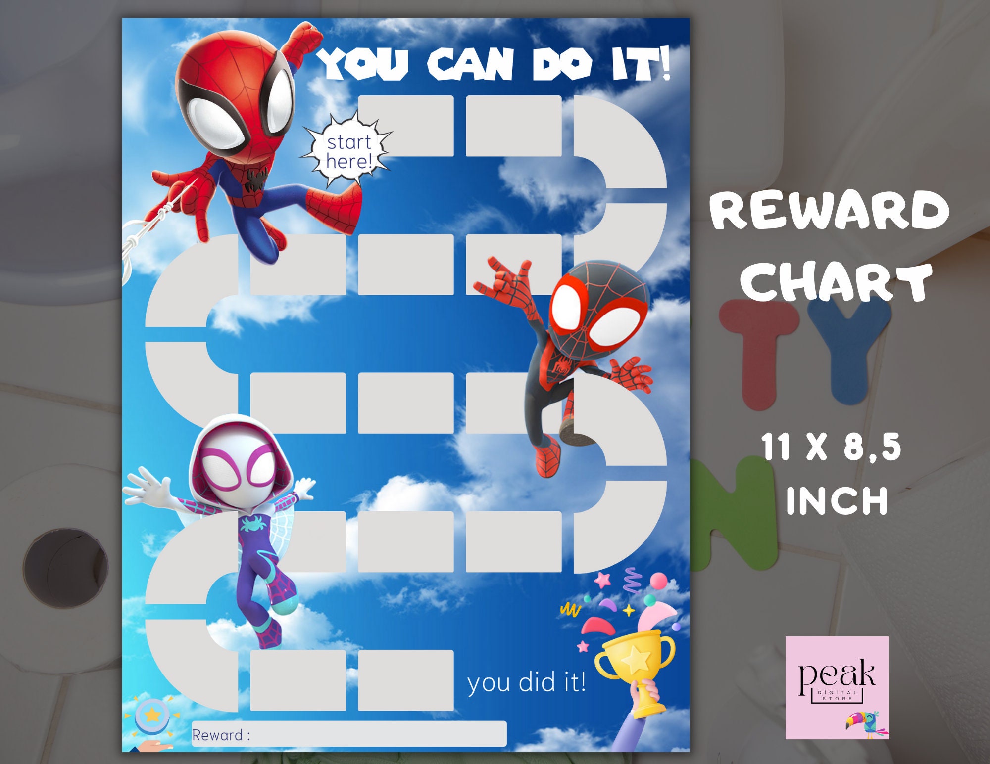 Spidey Potty Training Chart Potty Reward Chart Spidey and - Etsy Denmark