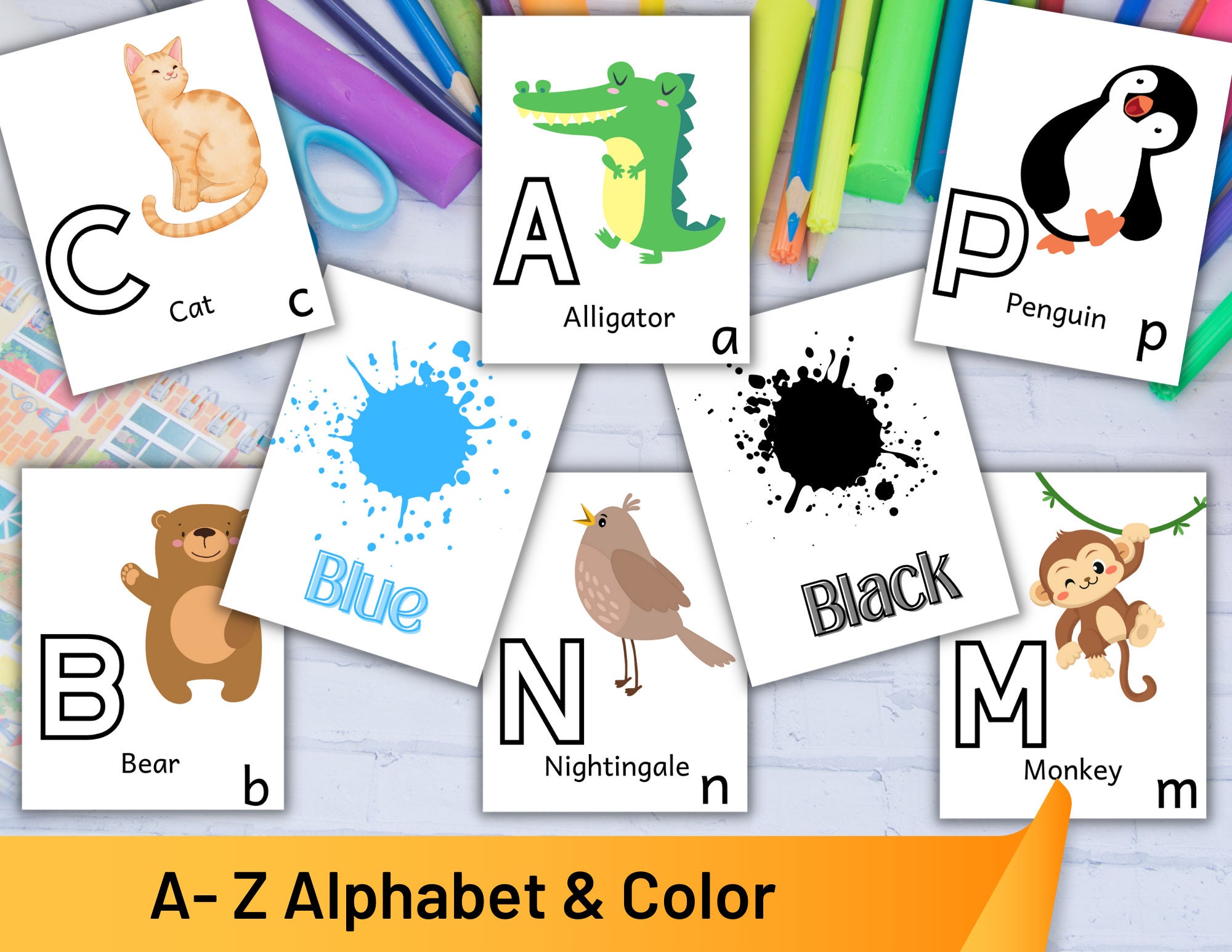 ABC Flash Cards, Animal Alphabet Card Set, Alphabet Flash Cards Abc ...