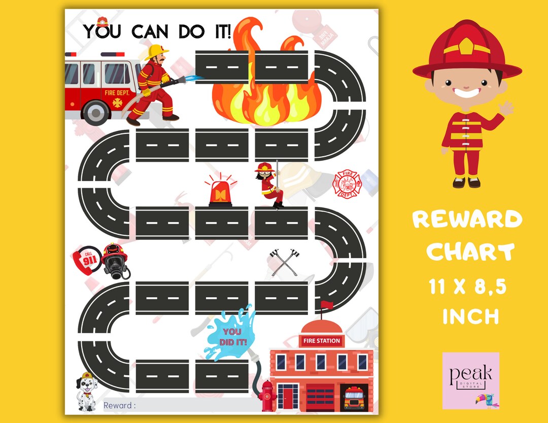 Firefighter Potty Training Chart Potty Reward Chart Fireman - Etsy ...