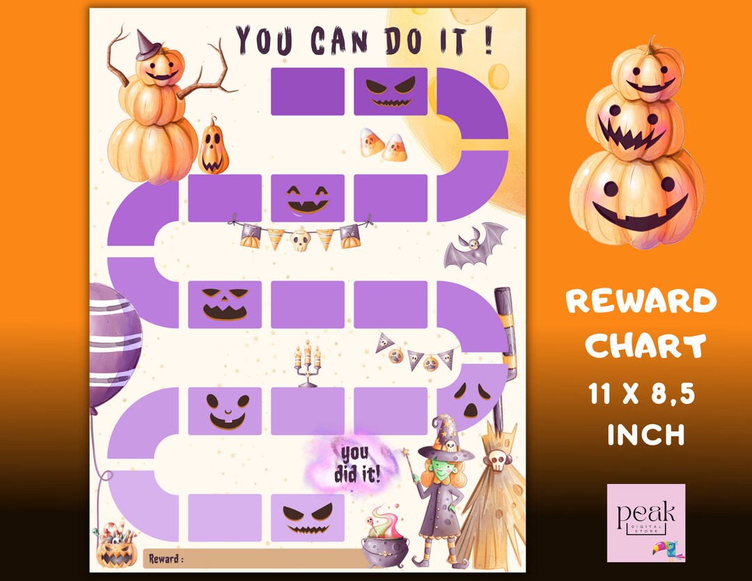 Halloween Reward Chart Halloween Potty Chart Toddler Chart - Etsy