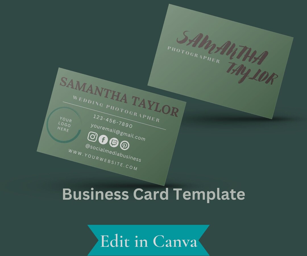 Printable Business Card Template, Instant Download, Editable Card ...