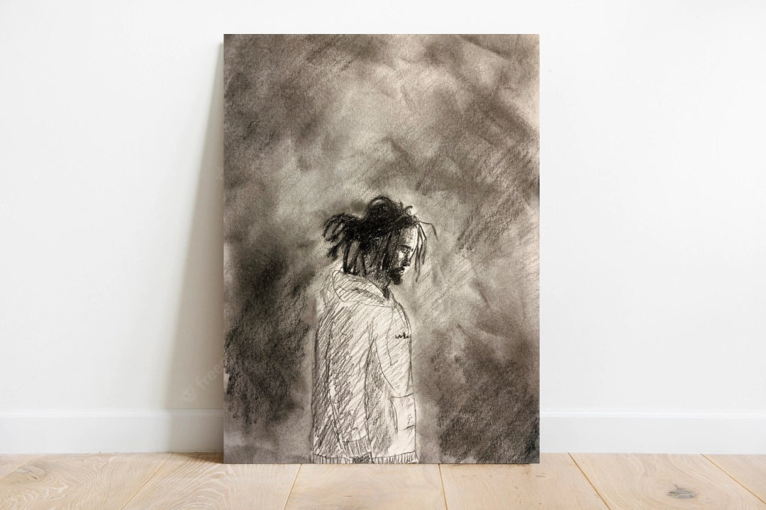 J Cole Pencil Sketch Poster Portrait Drawing | Digital Print - Etsy