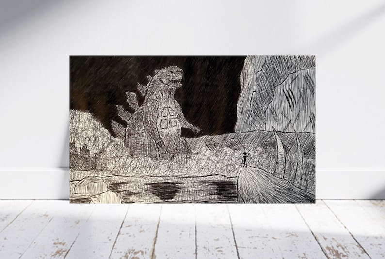 Godzilla Concept Ink Wallpaper Digital Print - Etsy
