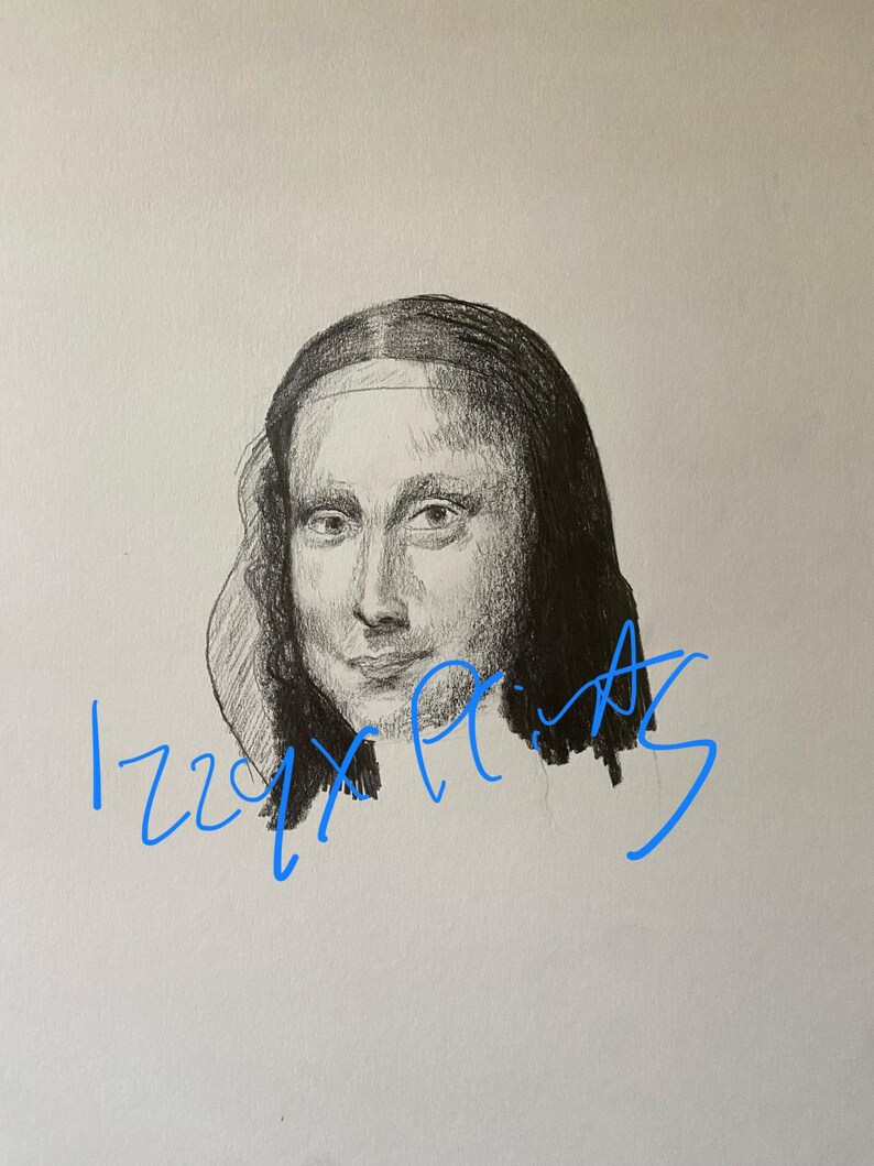 Mona Lisa Pencil Sketch Poster Portrait | Digital Print - Etsy