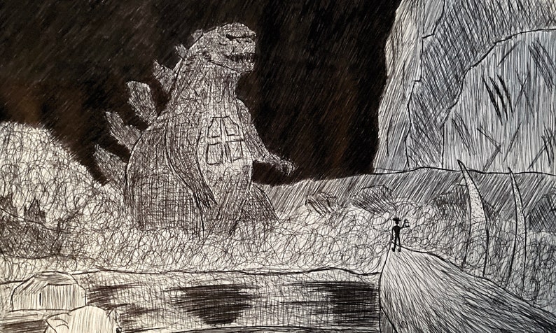 Godzilla Concept Ink Wallpaper Digital Print - Etsy