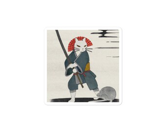 Samurai Cat Sticker Sheets,cat Sticker,cat Character,cute Cat,children ...