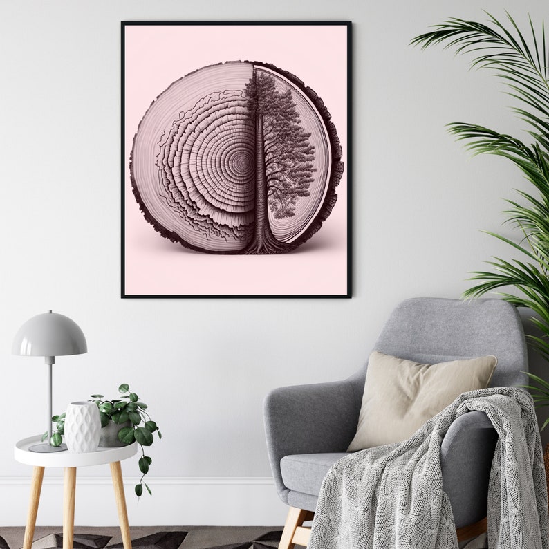 Tree Rings Print Tree Rings Print Art Pink Tree Print - Etsy
