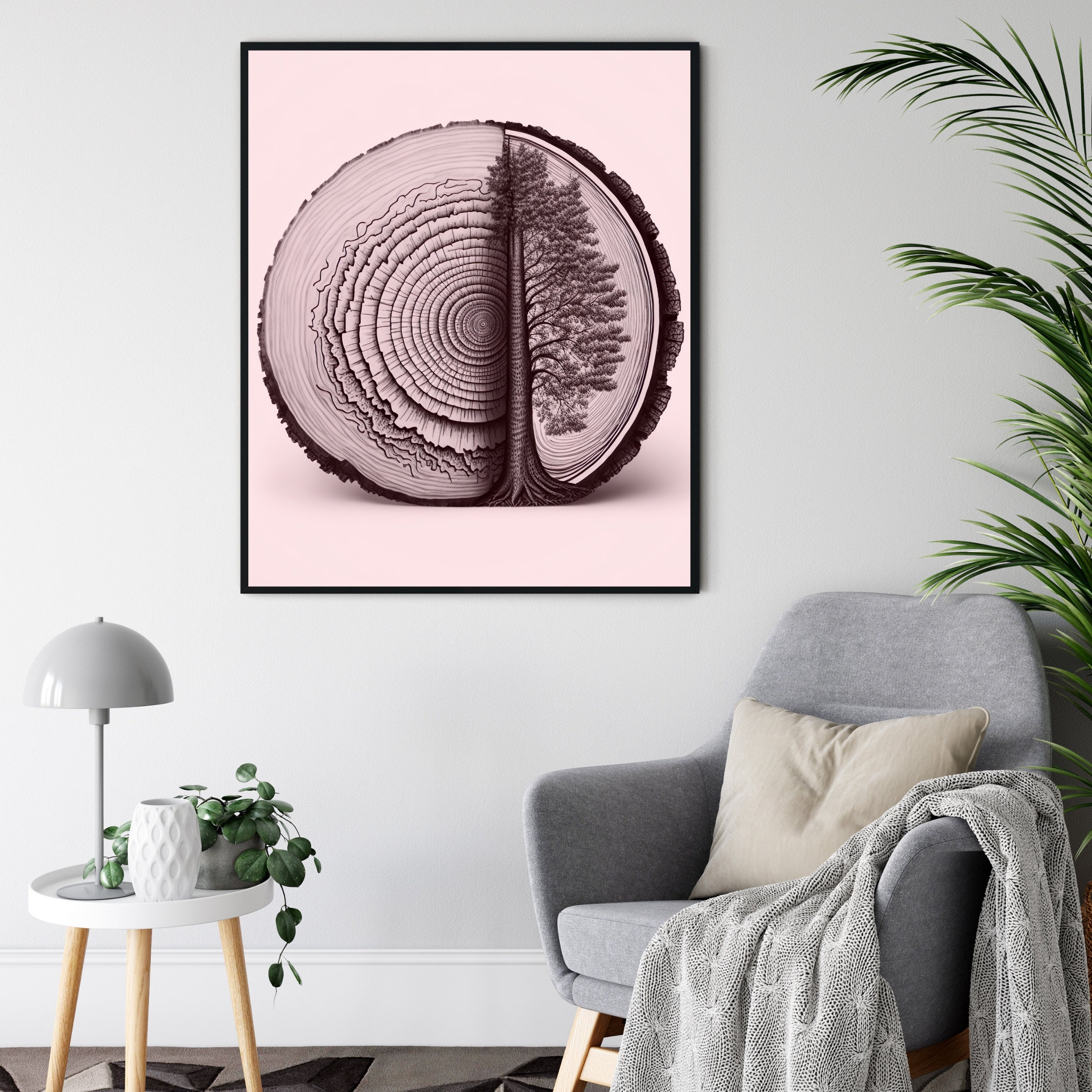 Tree Rings Print Tree Rings Print Art Pink Tree Print - Etsy