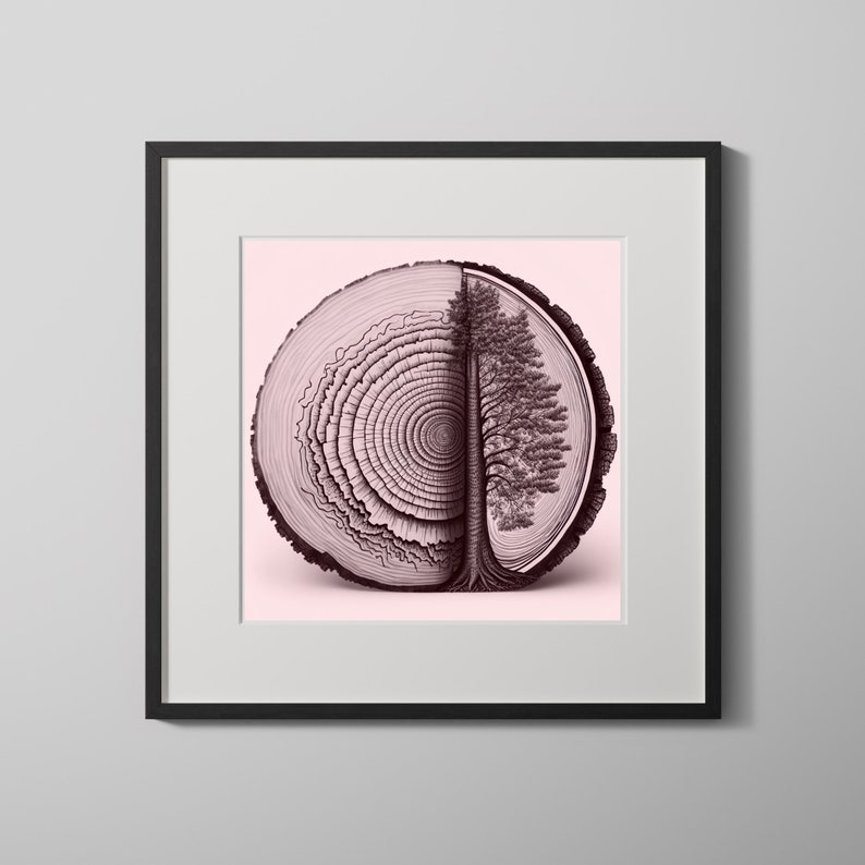 Tree Rings Print Tree Rings Print Art Pink Tree Print - Etsy