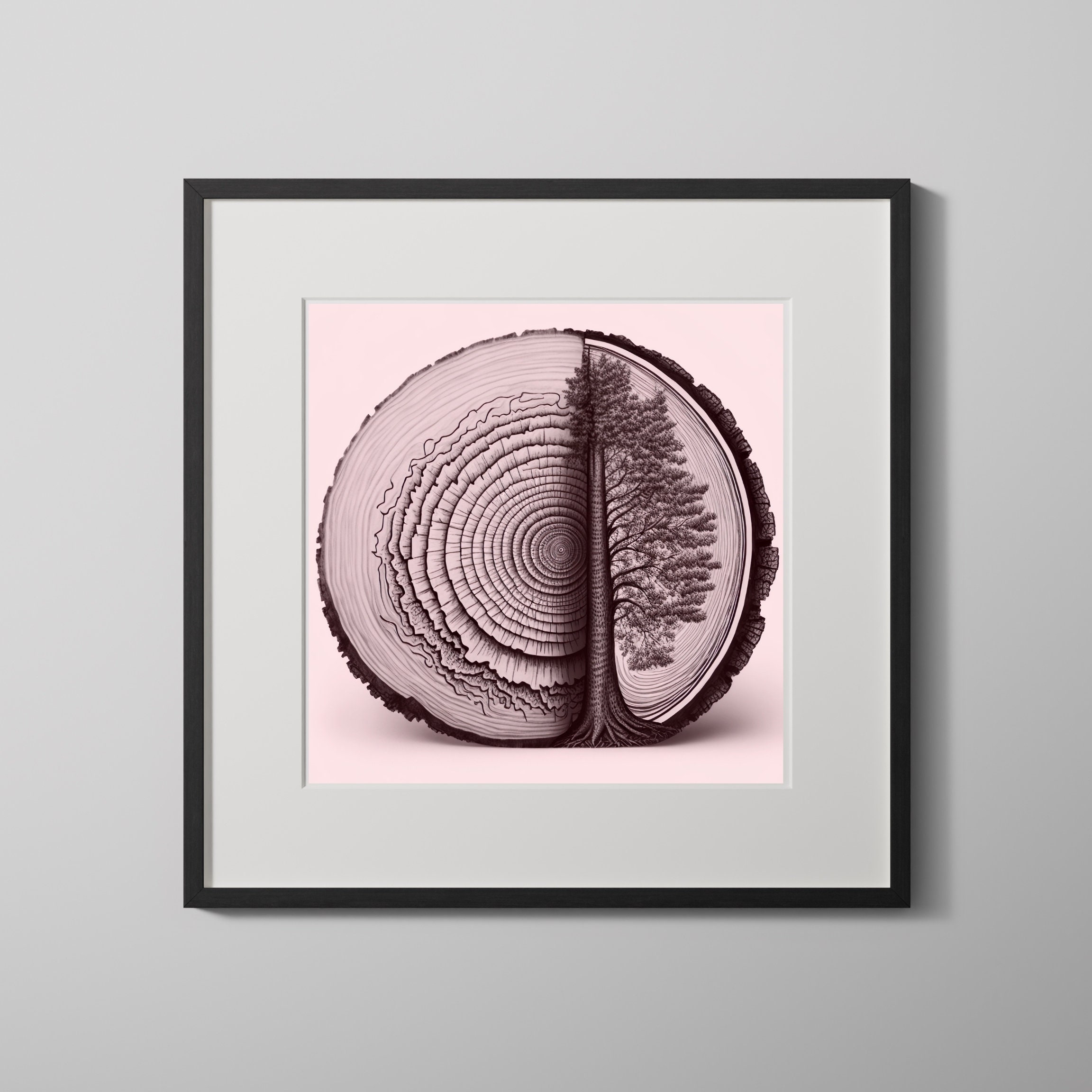 Tree Rings Print Tree Rings Print Art Pink Tree Print - Etsy