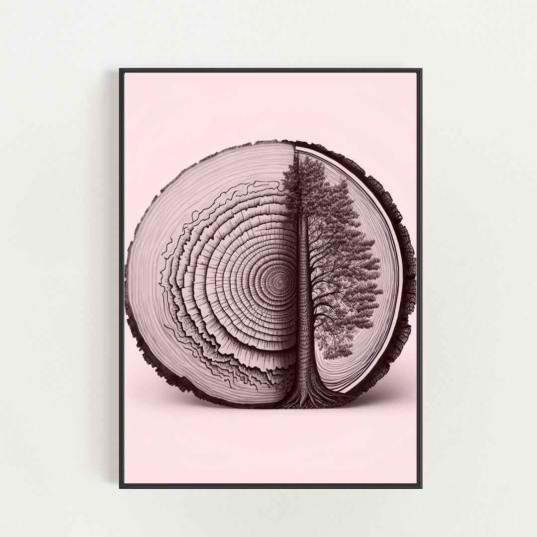 Tree Rings Print Tree Rings Print Art Pink Tree Print - Etsy
