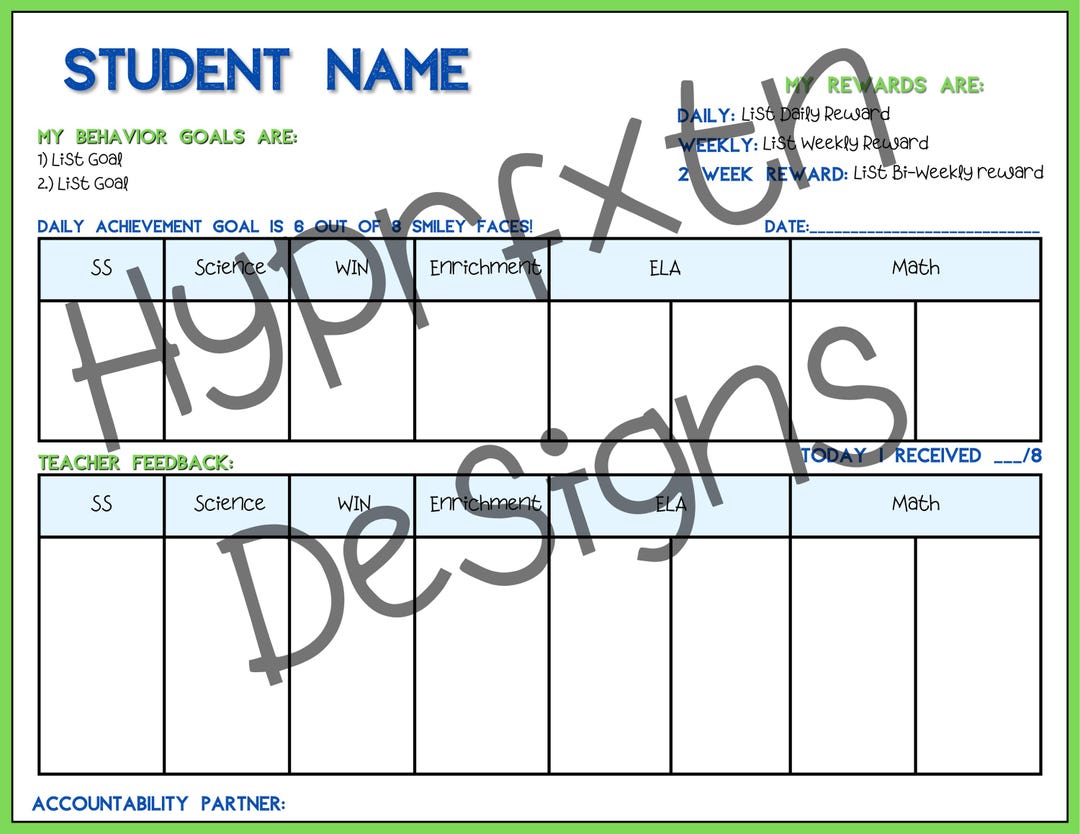 Template for Daily Behavior Tracker Editable on Canva - Etsy