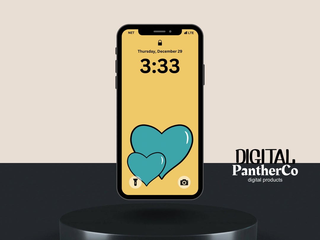 Yellow Blue-green Hearts Valentines Day Lock Screen IOS Android iPhone ...