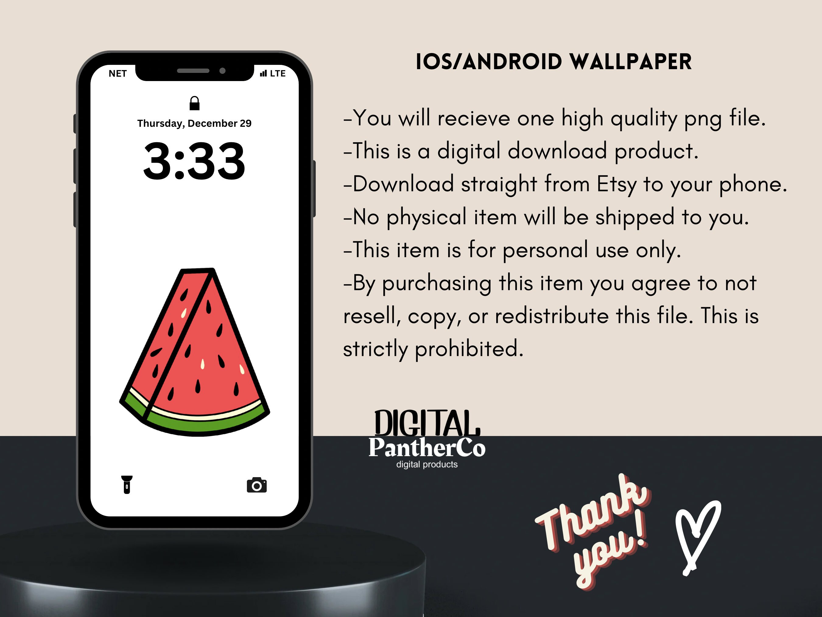 Watermelon Slice White Lock Screen | Digital Wallpaper | Smartphone ...