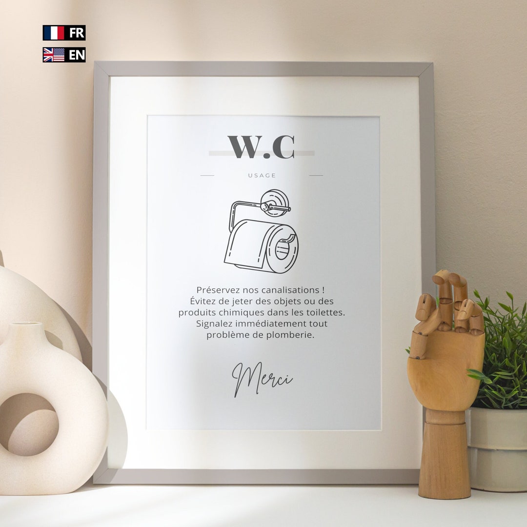 Editable Poster for WC Use in French and English - Etsy Australia
