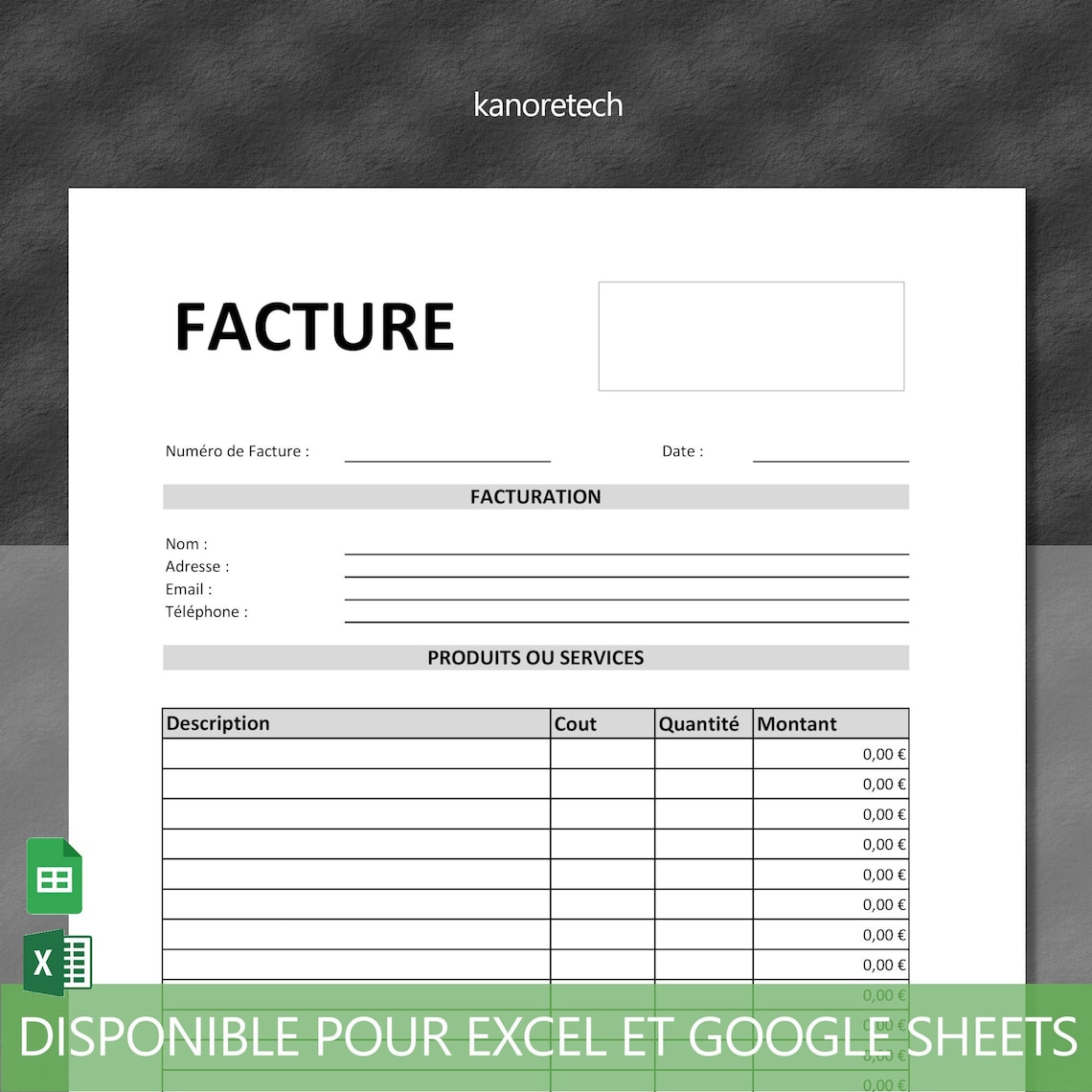 Excel Invoice, Invoice in French, Invoice for Micro Business, Invoice ...
