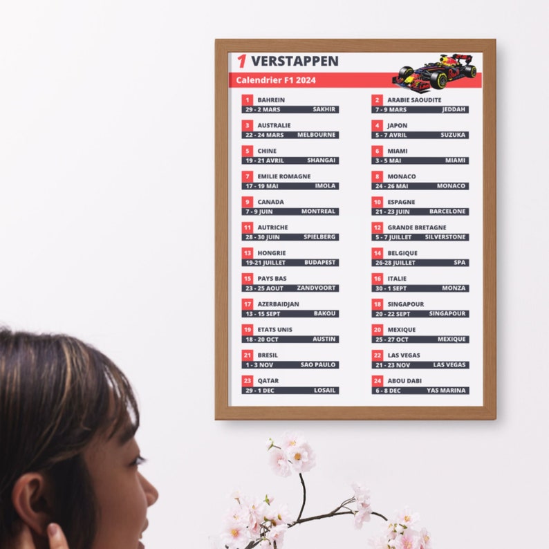 Max Verstappen F1 2024 Calendar to Print PDF and PNG Template - Etsy