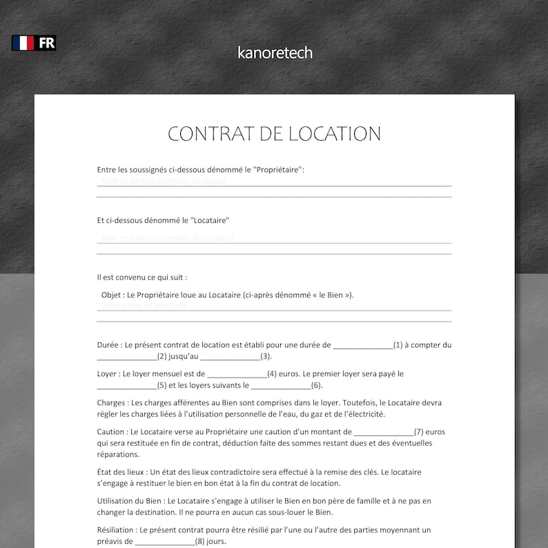 Operating Lease Contract Template - Etsy