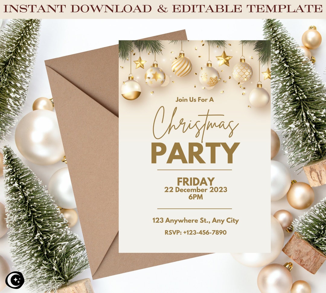 Christmas Party Invitation Editable Template, Printable Christmas ...