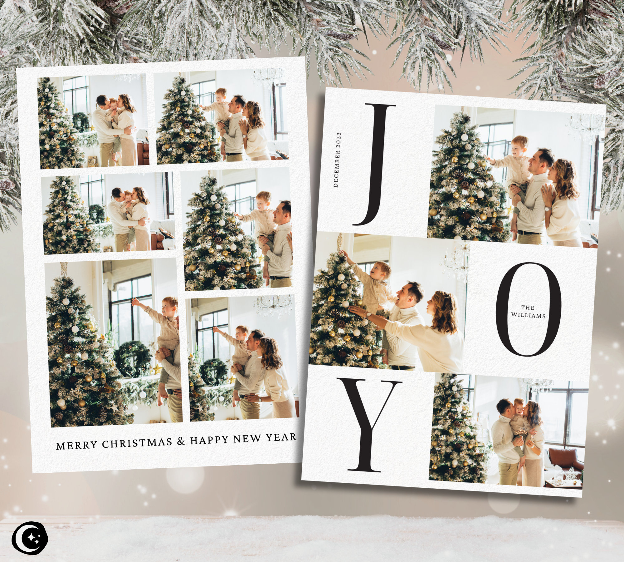 Modern Photo Christmas Card Template Joy Holidays Photo Card Minimalist ...