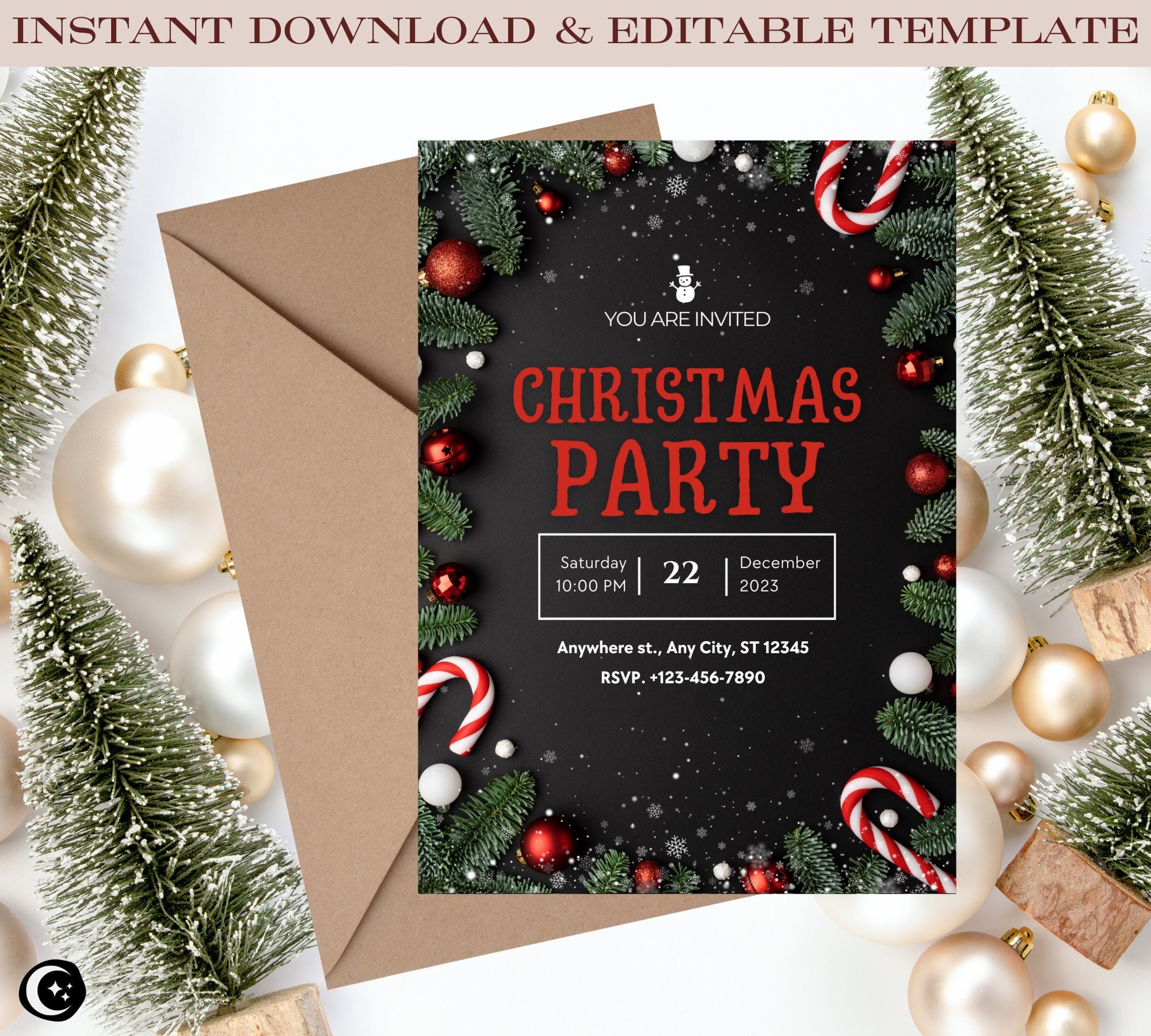Editable Christmas Party Invitation Modern Christmas Party - Etsy