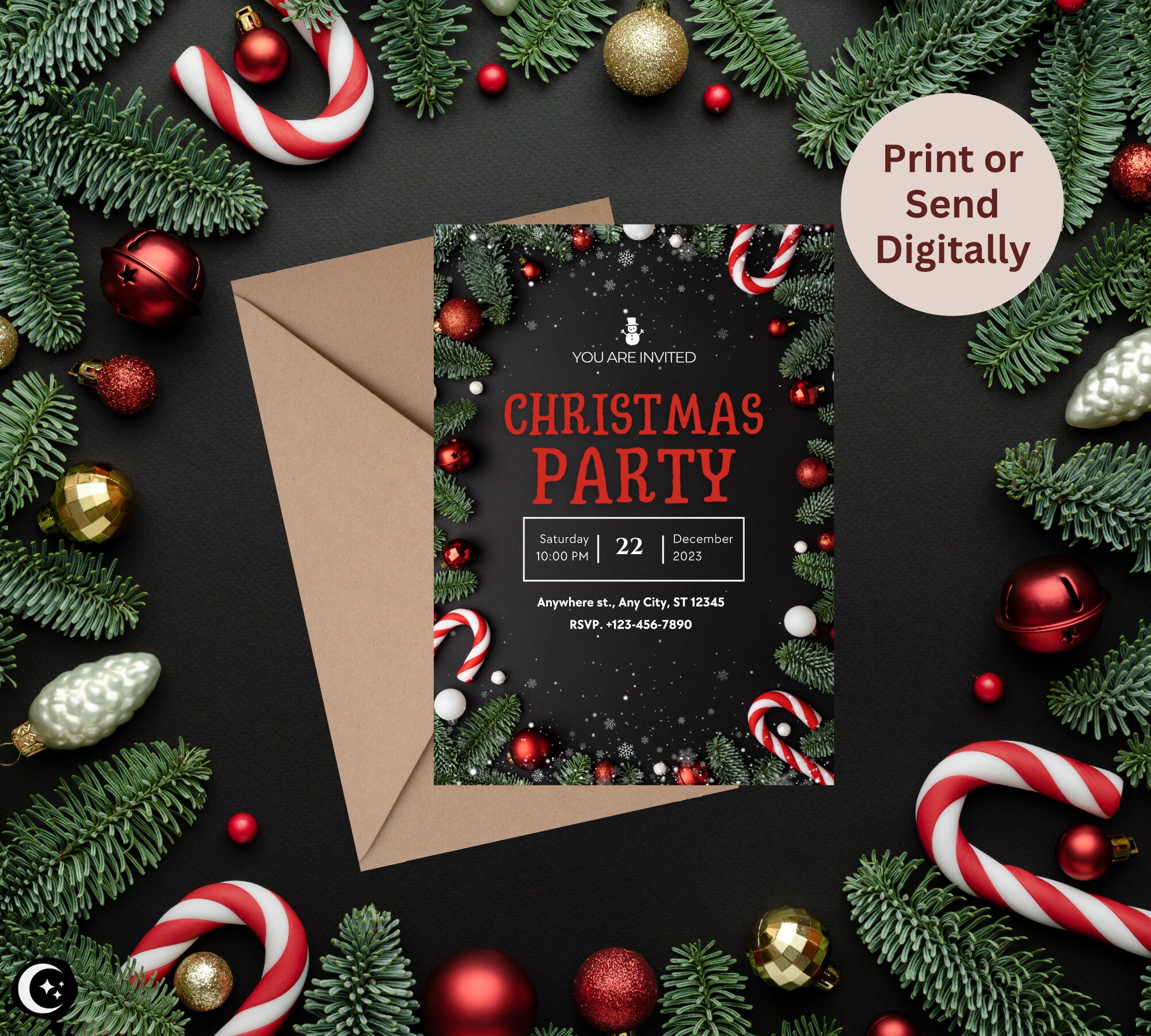 Editable Christmas Party Invitation Modern Christmas Party - Etsy