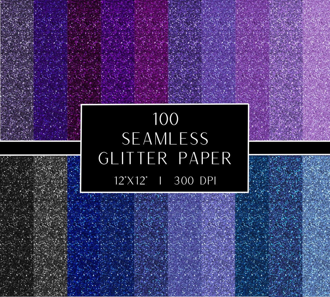 100 Seamless Glitter Digital Papers: Rainbow, Pastel, Sparkle (PNG ...