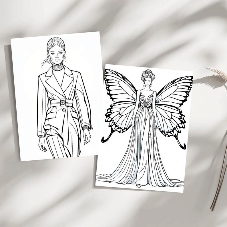 High Fashion Coloring Book: 41 Couture Runway Designs (printable PDF ...