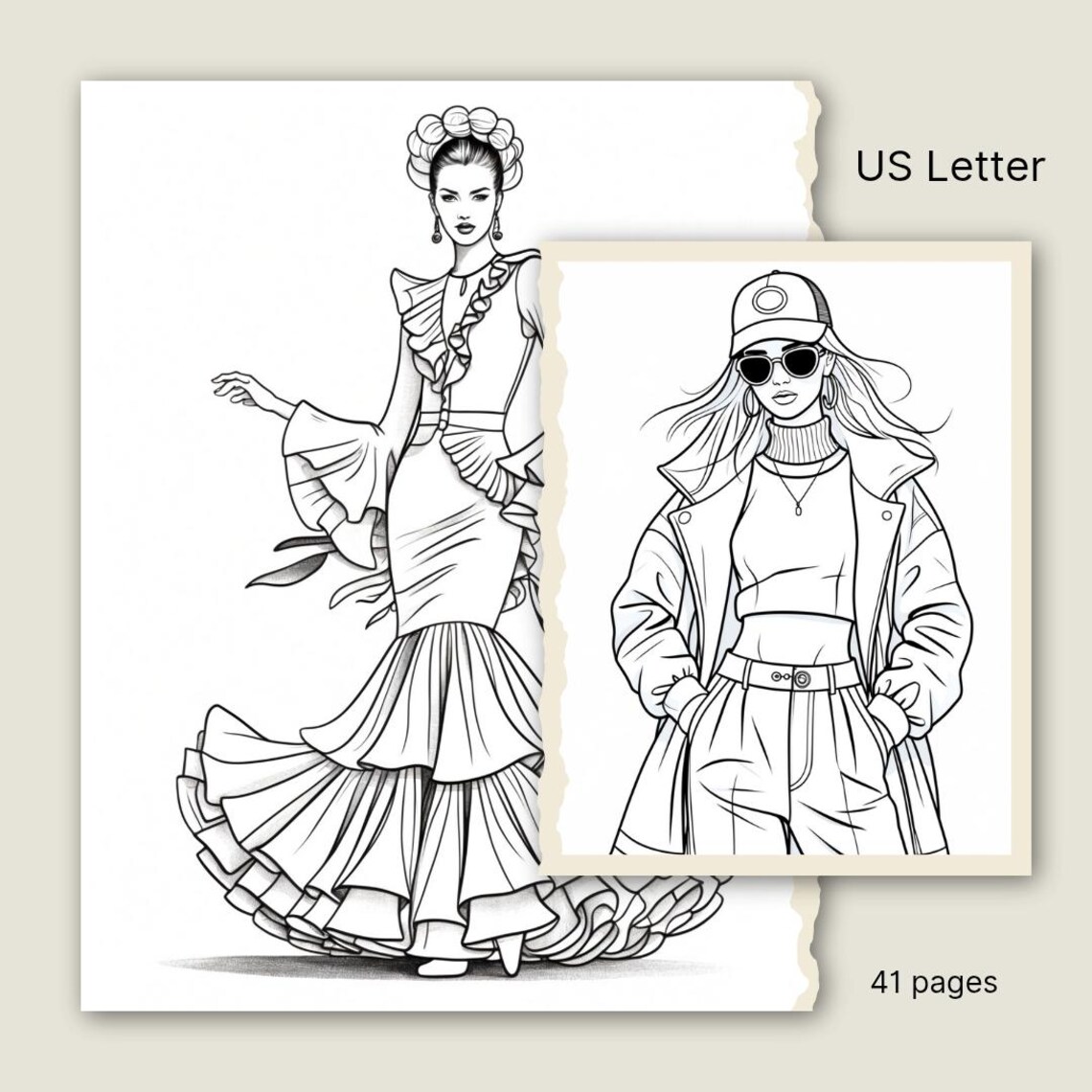 High Fashion Coloring Book: 41 Couture Runway Designs (printable PDF ...