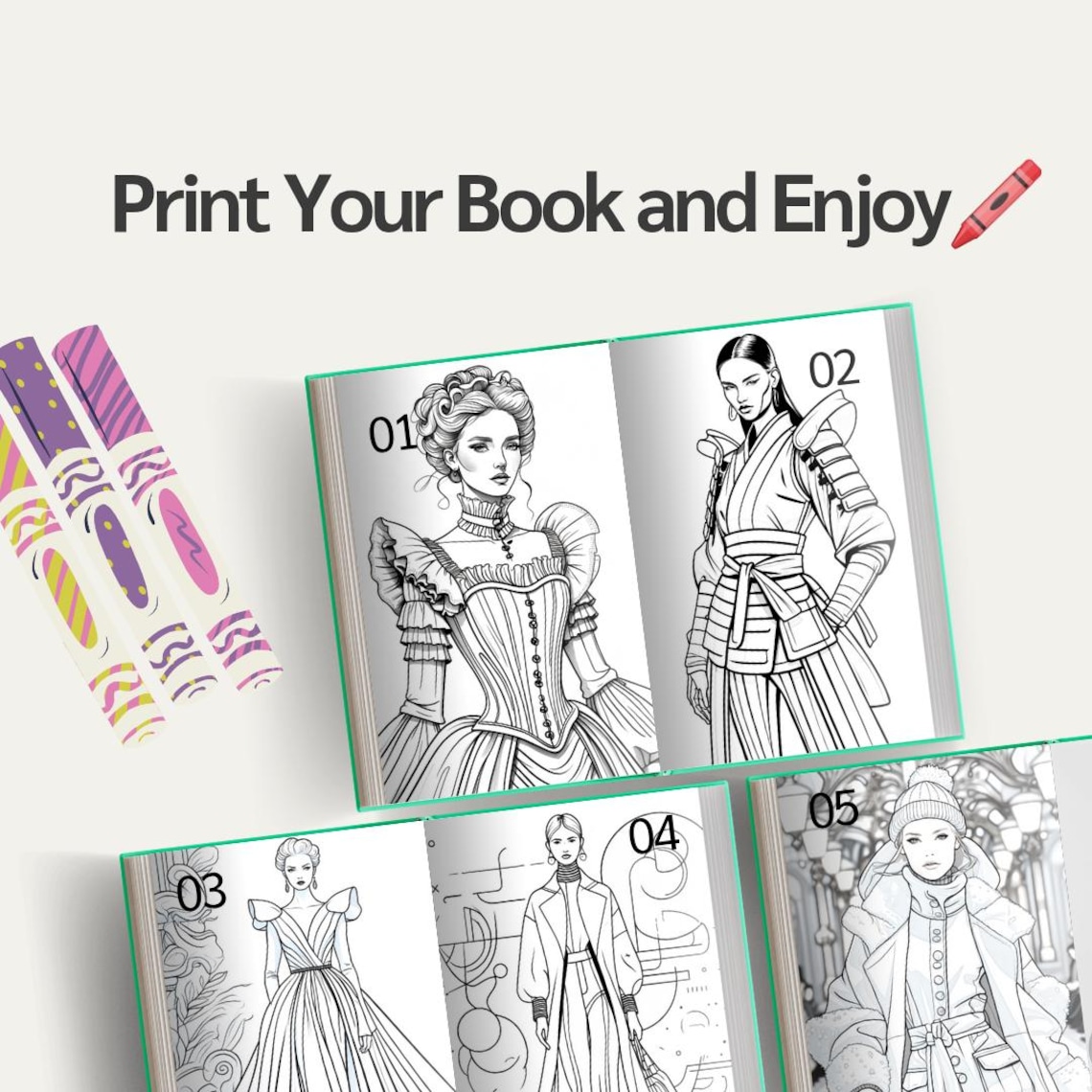 High Fashion Coloring Book: 41 Couture Runway Designs (printable PDF ...