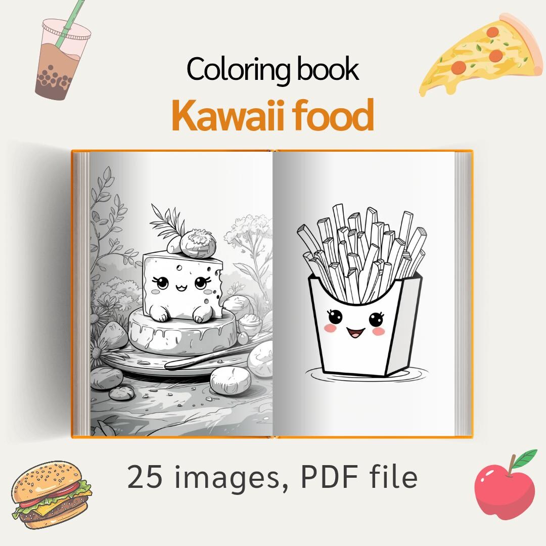 Kawaii Food Coloring Pages PDF - 25 Cute and Fun Kawaii Food ...