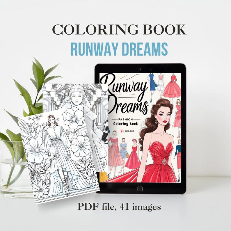 High Fashion Coloring Book: 41 Couture Runway Designs (printable PDF ...