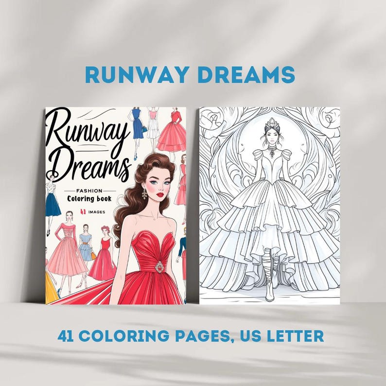 Runway Dreams High Fashion Coloring Book | 41 US Letter Pages | Couture ...