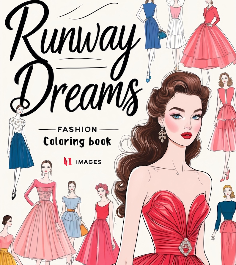 High Fashion Coloring Book: 41 Couture Runway Designs (printable PDF ...
