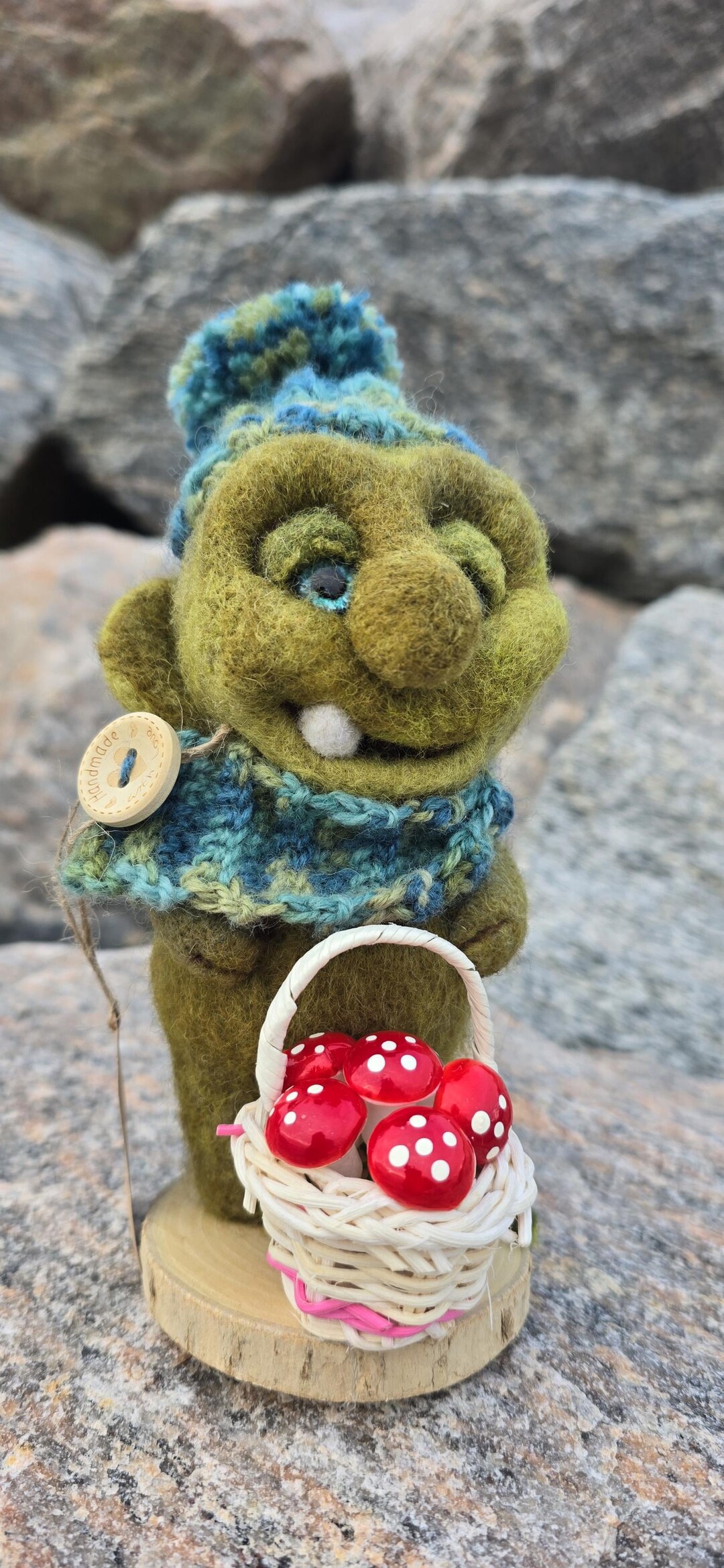 Felted Forest Troll – Handmade Wool Troll With Basket – Scandinavian ...