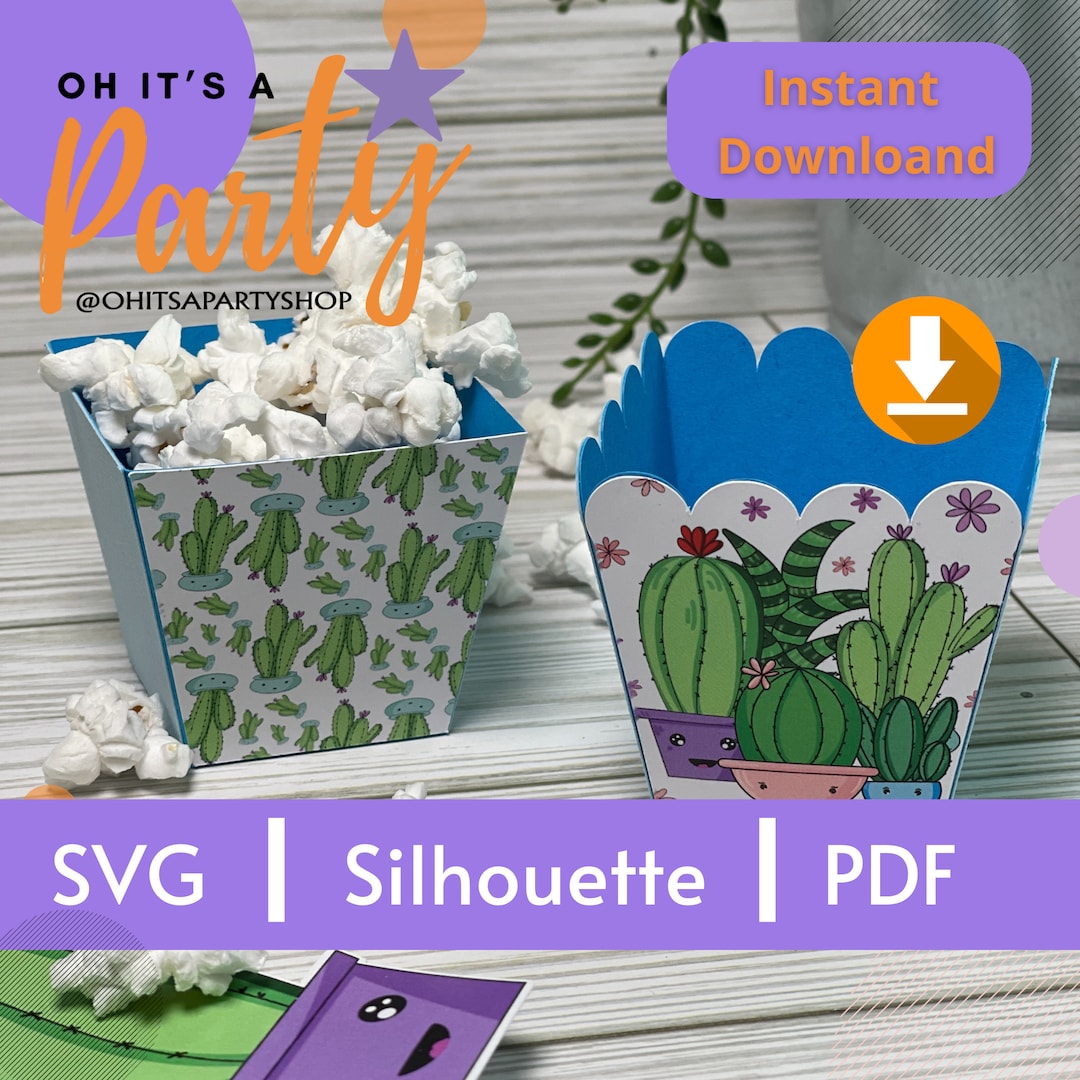 Mini Popcorn Box Template, SVG, Popcorn Box Svg, Popcorn Favor Box, Box PDF, for Cutting Machine ...