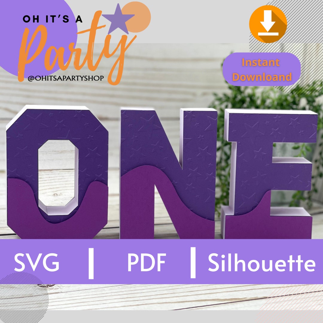 ONE 3d Letters Template, SVG, Layer Digital Files, Pdf Printable ...