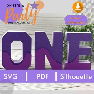 ONE 3d Letters Template, SVG, Layer Digital Files, Pdf Printable ...