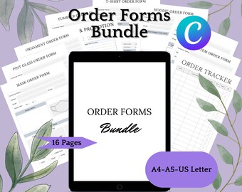 Editable Order Forms Bundle, Tshirt, Tumbler, Cake, Invoice Template ...