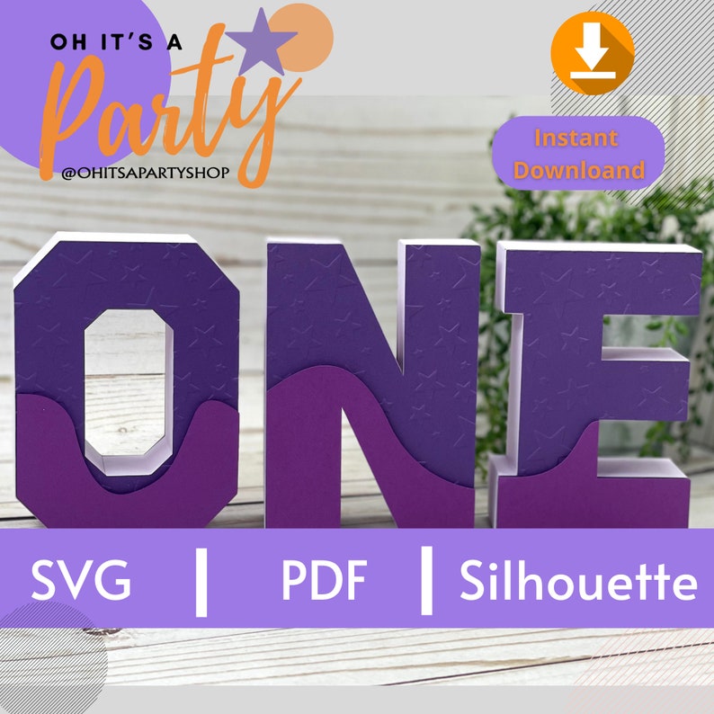 ONE Sign SVG: 3D Letter Cut Files, First Birthday (digital Download) - Etsy