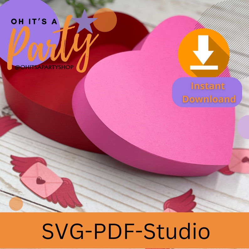 Heart Box Template Box With Lid Template Favor Box Gift Box - Etsy