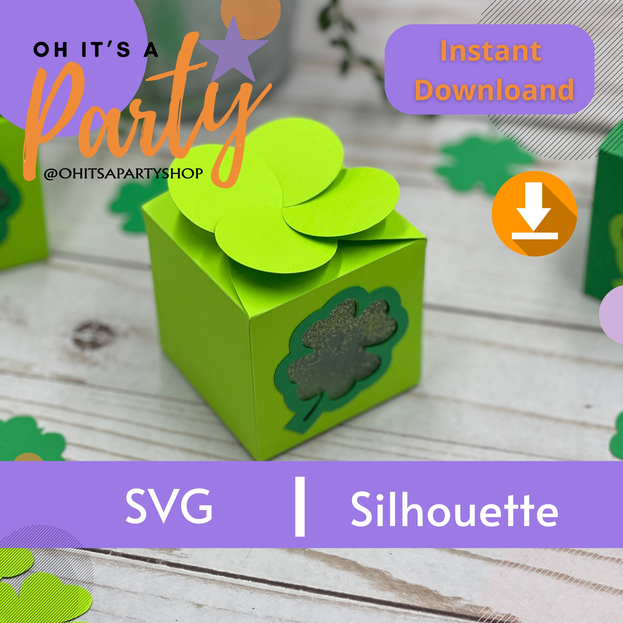 Colver Template Box, St Patrick's Day Box Svg, Gift Boxes Svg, Shamrock ...