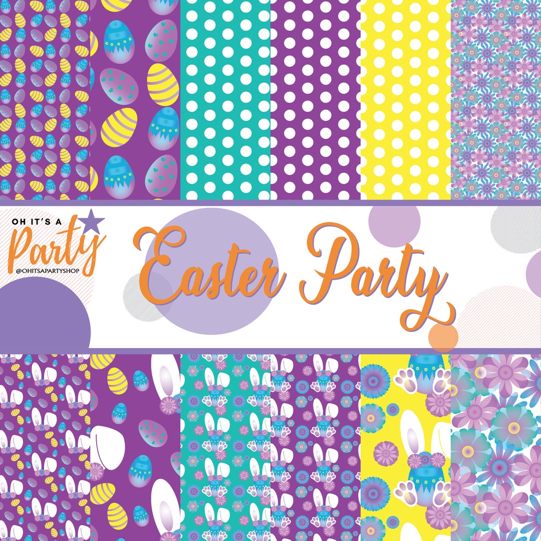 EASTER-PARTY! Papers Kit, 12 Paper in Png and Jpg 300dpi, Instant ...
