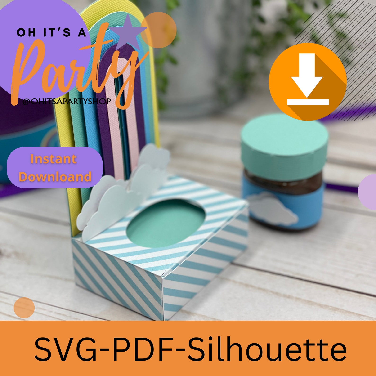 Mini Nutella Box Template, Favor Box Template, Mini Nutella Box Digital ...