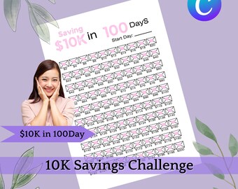 10K Savings Challenge Printable Saving Tracker Editable Template Money ...