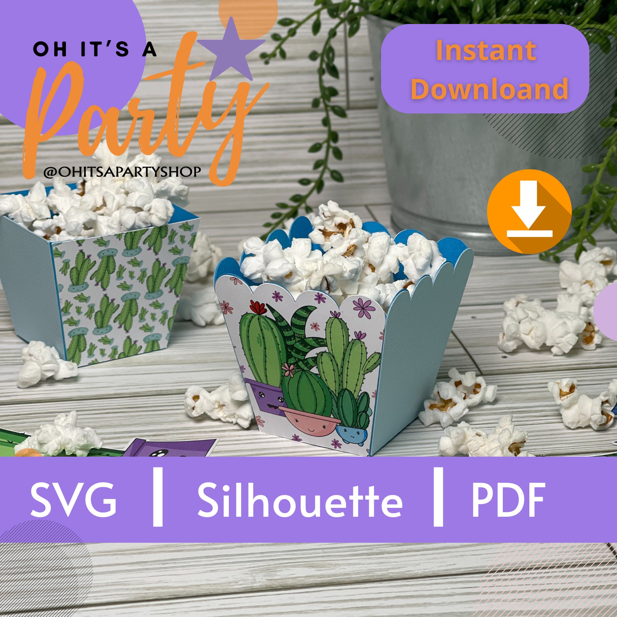 Mini Popcorn Box Template, SVG, Popcorn Box Svg, Popcorn Favor Box, Box ...